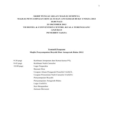 Teks pengacara majlis formal | PDF