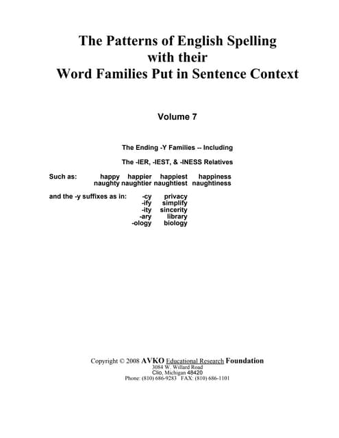 Sample 107 Index Patterns English Spelling Volume 07 Pdf