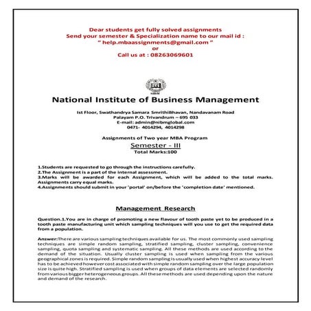 Sample assignments of two year mba program | PDF