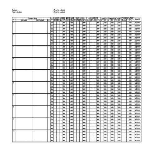 Sample Class Record | XLS