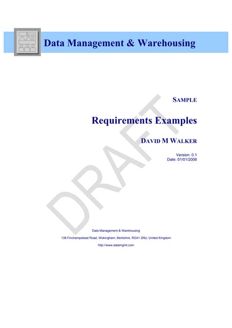 Example data specifications and info requirements framework OVERVIEW | DOCX | Databases ...