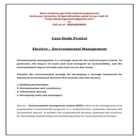 Sample elective - environmental management | DOCX