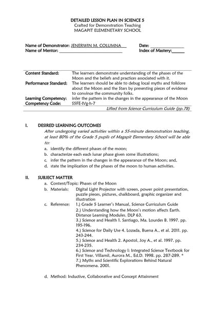 THE GRADE- 6 COT- SOLAR SYSTEM LESSON PLAN | DOCX