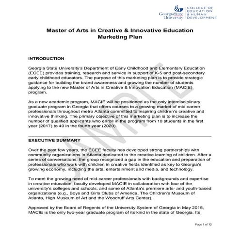 Sample graduate program content marketing plan | PDF