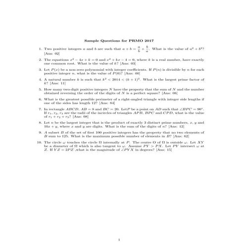 Sample prmo-questions | PDF