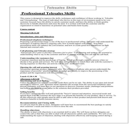 Sample telesales-skills | PDF