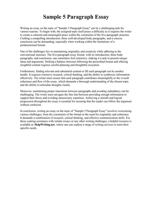 5 Paragraph Essay Example | PDF | Homework and Study | Education