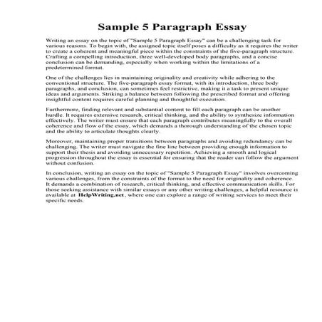 Sample 5 Paragraph Essay. The Merest Idea: Essay Section | PDF