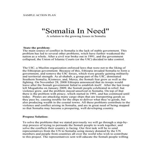 Sample Action Plan: Somalia | ODT