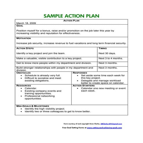 Sampleactionplan | PDF