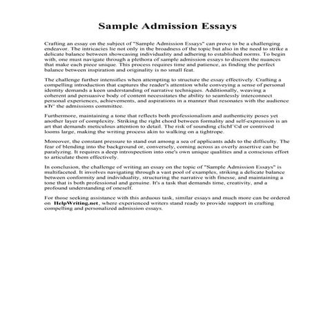 Sample College Personal Essay. Harrington College of Design | PDF