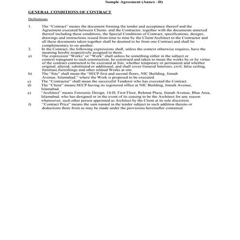 Sample agreement annex-d-20140525 | PDF