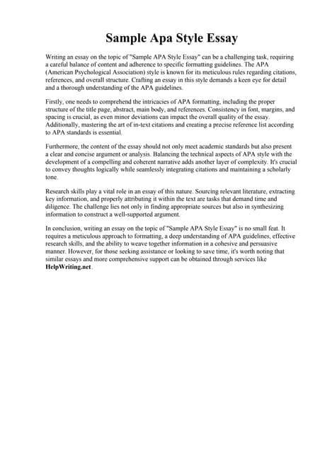 Sample Apa Style Essay | Pdf