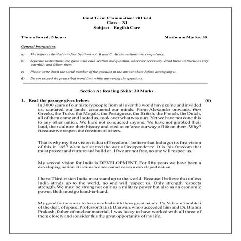 MAPS ENGLISH SAMPLE PAPER | PDF