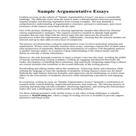 Sample Argumentative Essays | PDF