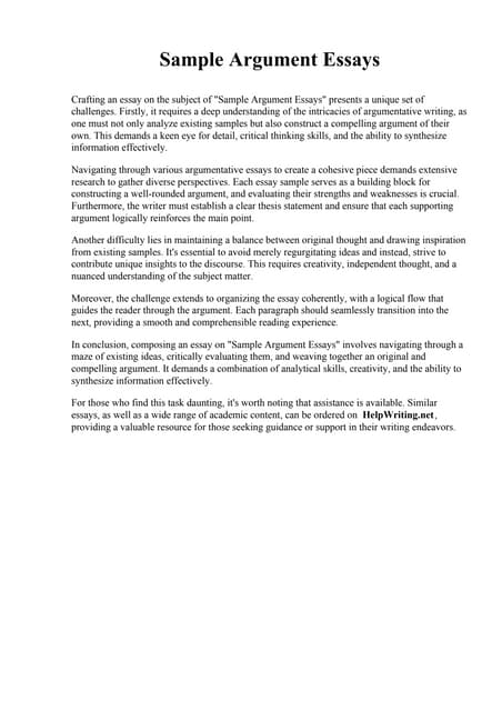 Sample Persuasive Essays. Hope College of Arts & Sciences | PDF ...