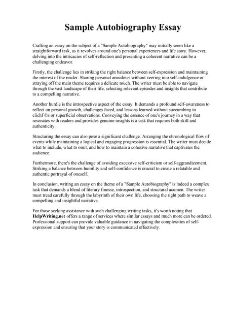 Autobiography Essay Sample | PDF