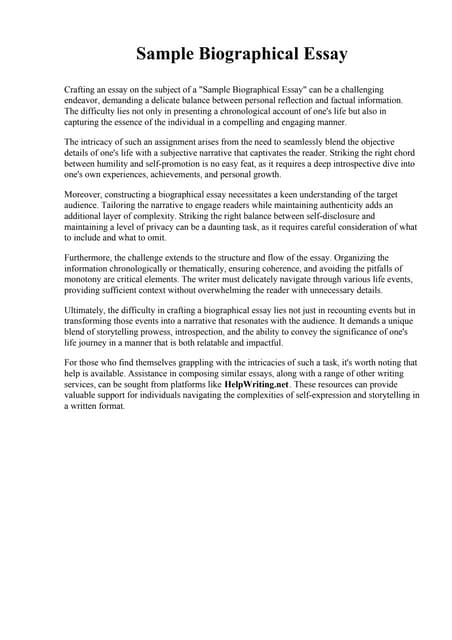 Writing A Biography Essay. Bowdoin College | PDF