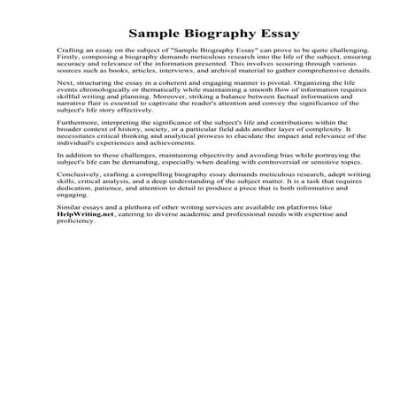 Sample Biography Essay | PDF
