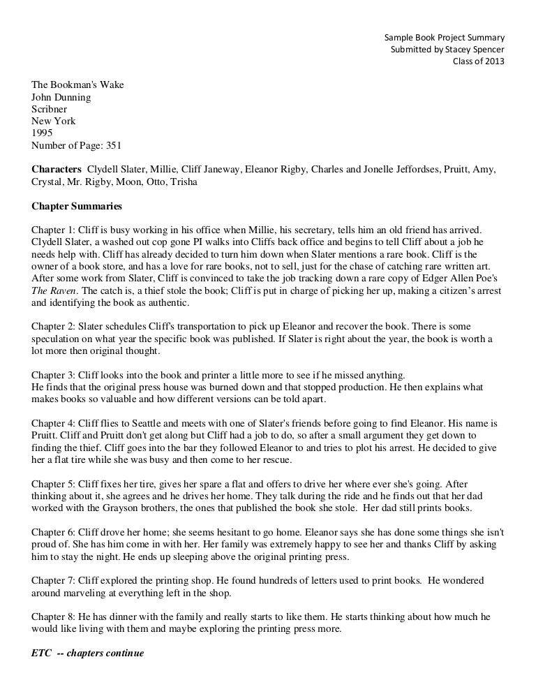 Sample Book Project Summary Sample Book Project Summary