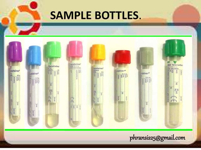 Blood collection tubes - Colour coding of vials, Order of draw | PPTX