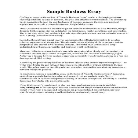 Sample Business Essay | PDF