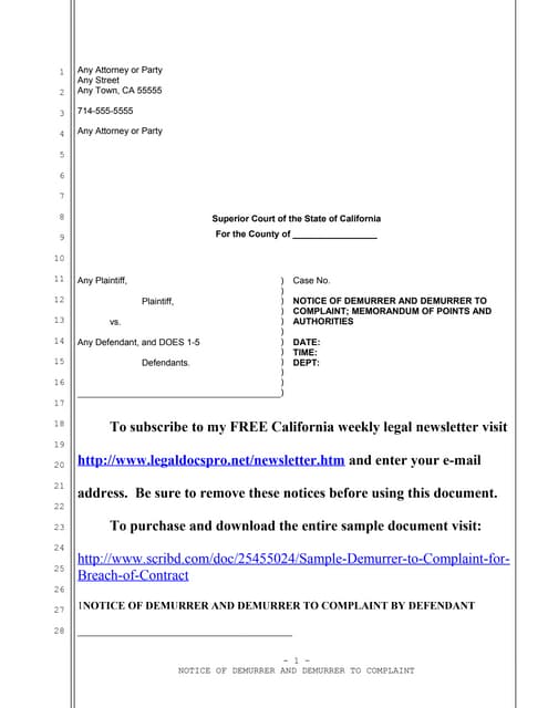 Sample opposition to motion to vacate in California with an attorney ...