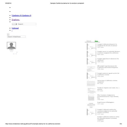 Sample California Demurrer To Eviction Complaint California Eviction