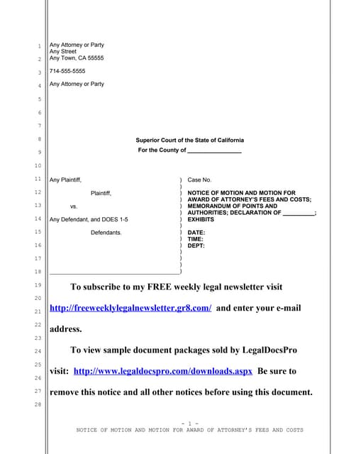 Sample motion for consolidation of cases in California | DOC | Legal ...