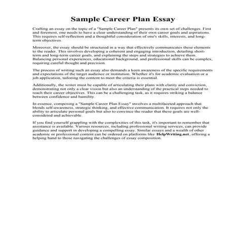 Sample Career Plan Essay. 008 Future Career Plan Essay Sample 617907 ...