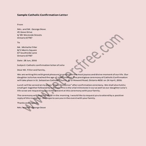 Catholic Confirmation Letter Ideas Catholic Confirmation Letter Forms