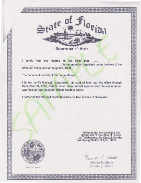 Sample of certificate of organization | PDF
