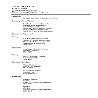 Sample Chronological Resume | PDF