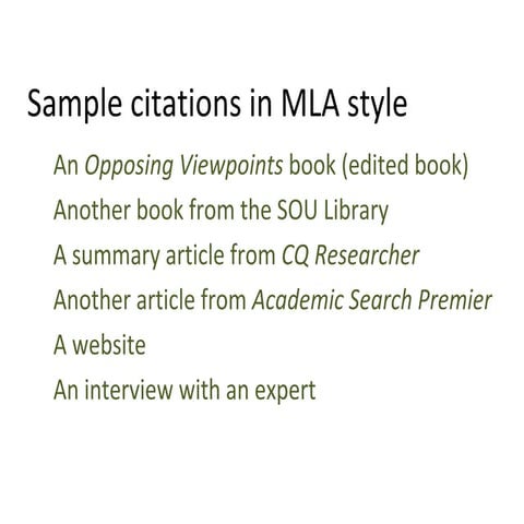 Sample Citations in MLA Style | PPT