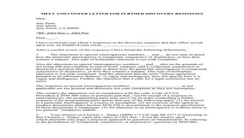 Writing Sample to Opposing Counsel