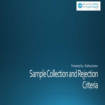 sample collection & rejection .pptx is used in hospital | PPTX