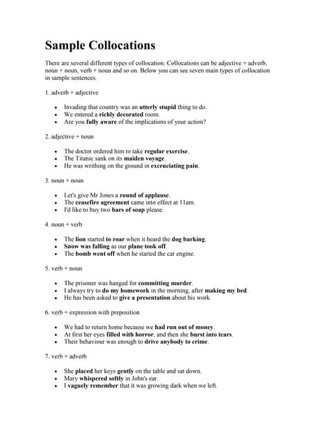 Collocations presentation | PPTX