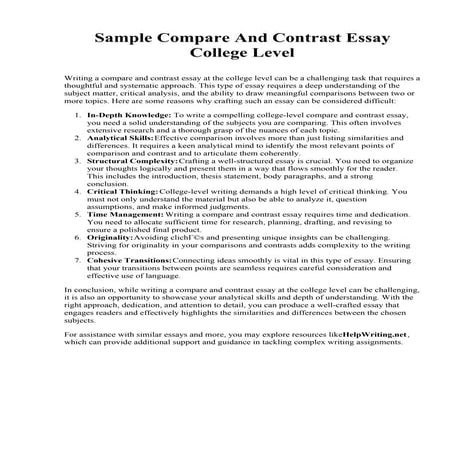 Sample Compare And Contrast Essay College Level.pdf