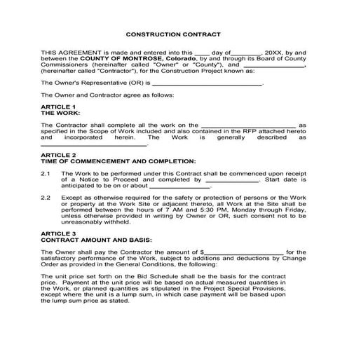 Sample construction contract | PDF