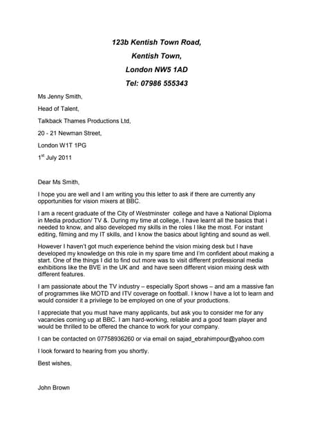 letter for BBC | PDF
