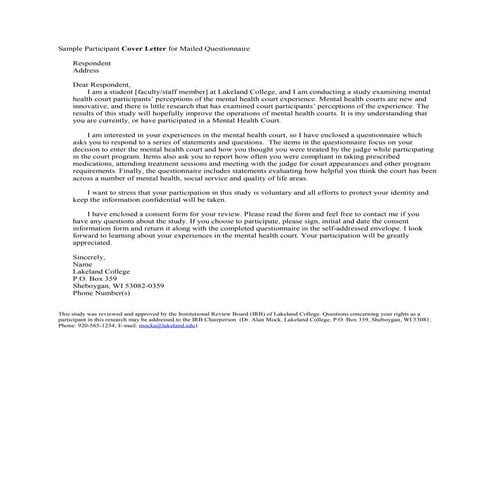 Sample cover letter and informed consent | PDF