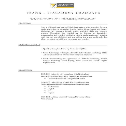 77Academy - Graduate Profiles | PDF