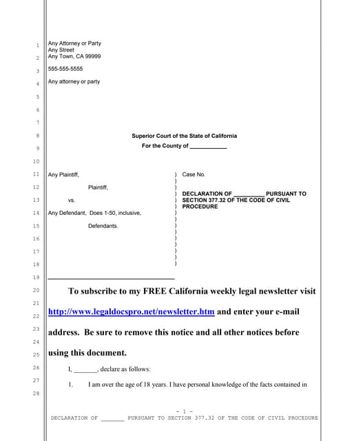 200 sample legal documents for California and Federal litigation