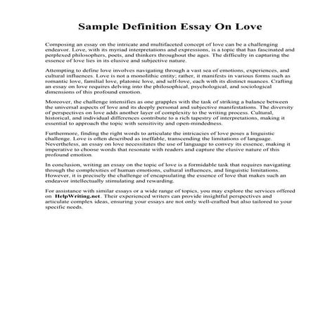 Love Essay Example | PDF