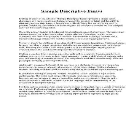 Sample Descriptive Essays.pdf | Free Download