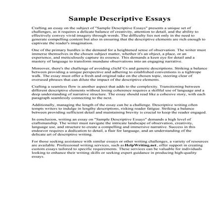 Sample Descriptive Essays | PDF
