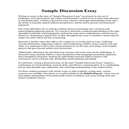 Sample Discussion Essay | PDF
