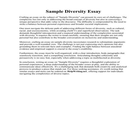 Sample Diversity Essay | PDF