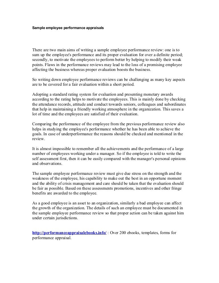 Poor employee performance review examples in english