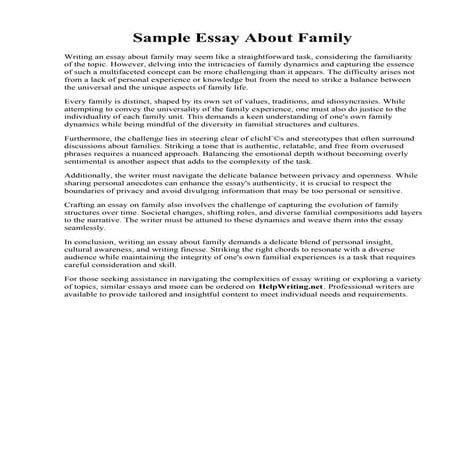 Sample Essay About Family | PDF